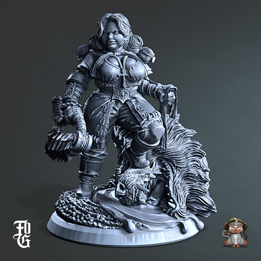 Dwarf Creature Huntress Dnd Miniature 3D Print for Painting, Dungeons ...