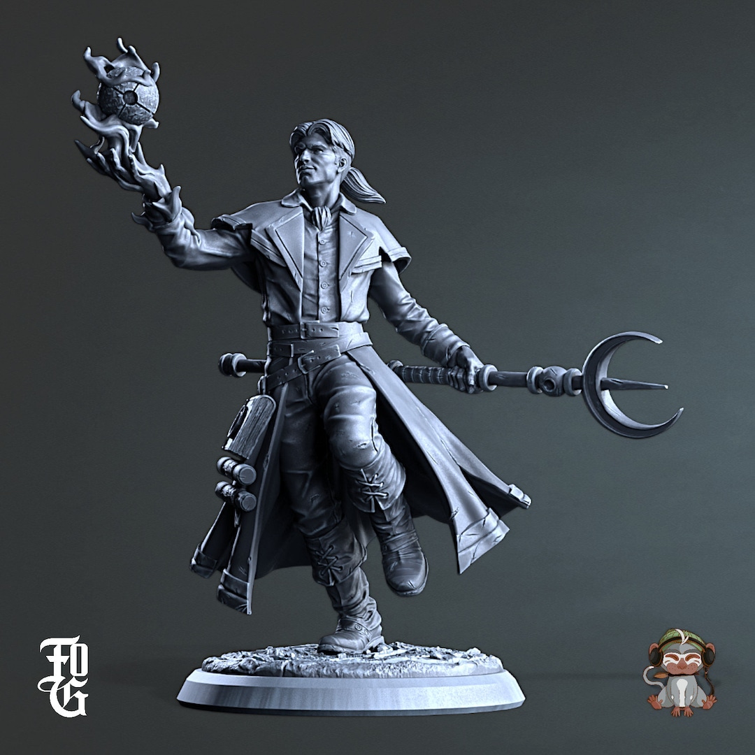 Nuvian, Lunar Sorcerer DnD Miniature 3D Print for painting, Dungeons ...