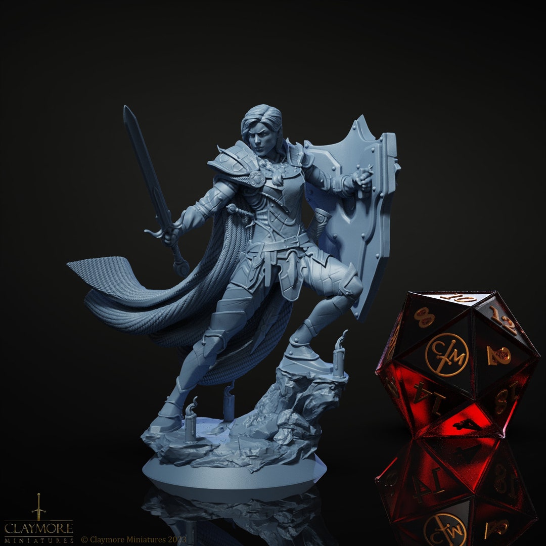 Female Paladin Miniature, Dnd Fantasy Hero, High Detail Resin Print, Tabletop RPG, Claymore ...