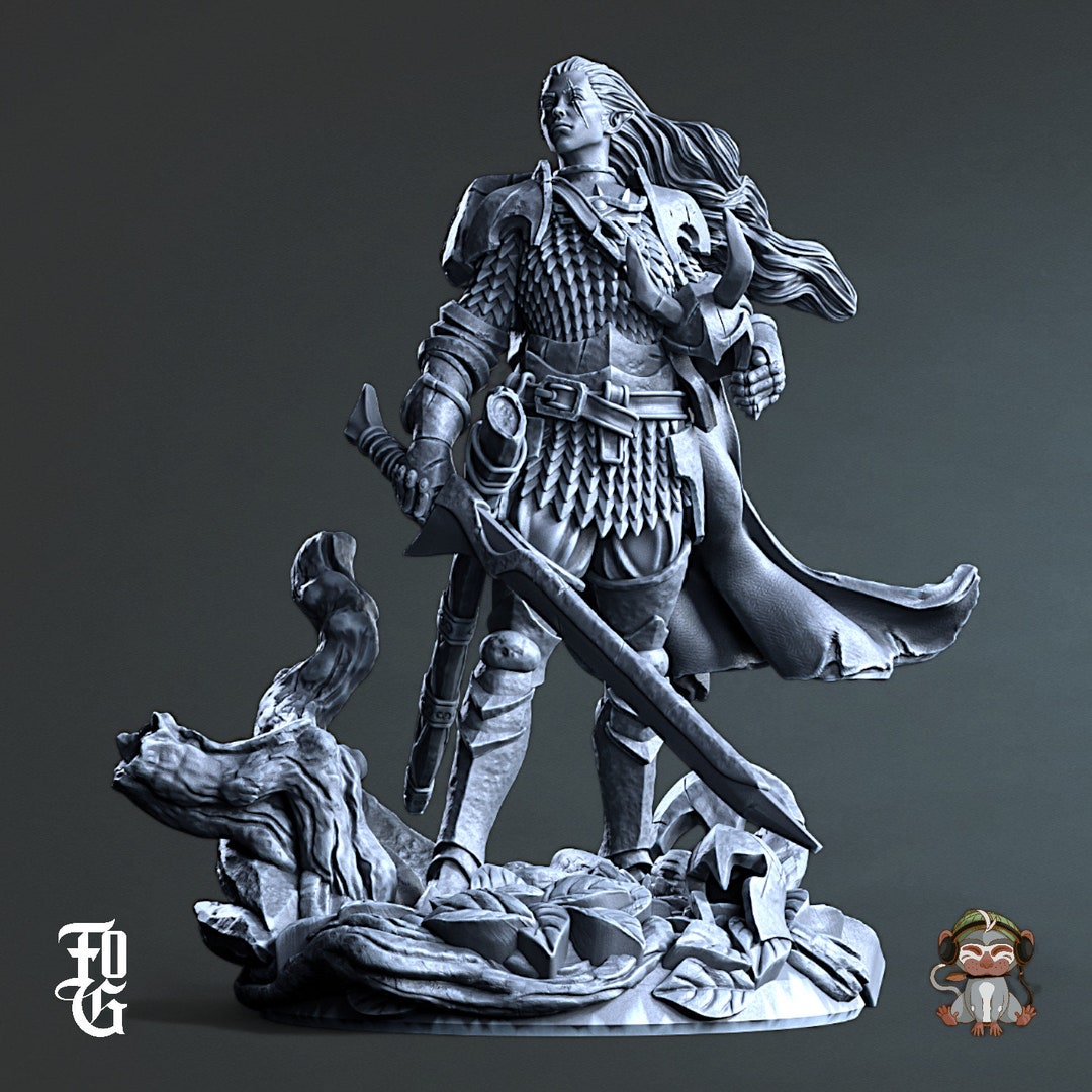 Elf Fighter Paladin Dnd Miniature 3D Print for Painting, Dungeons and ...