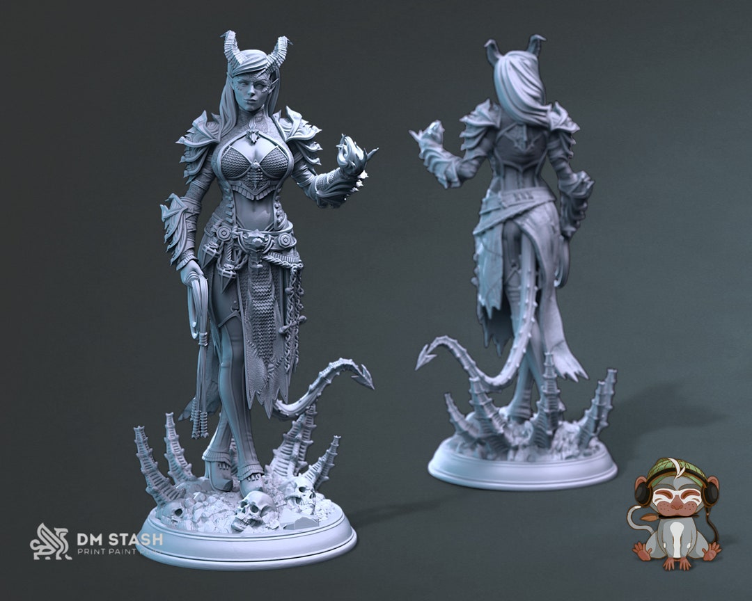 Tiefling Warlock Witch Dnd Miniature 3D Print for Painting, Dungeons ...
