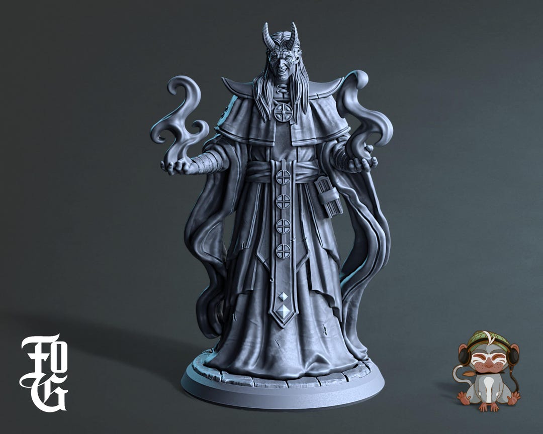 Necromancer Dnd Miniature 3D Print for Painting, Dungeons and Dragons ...