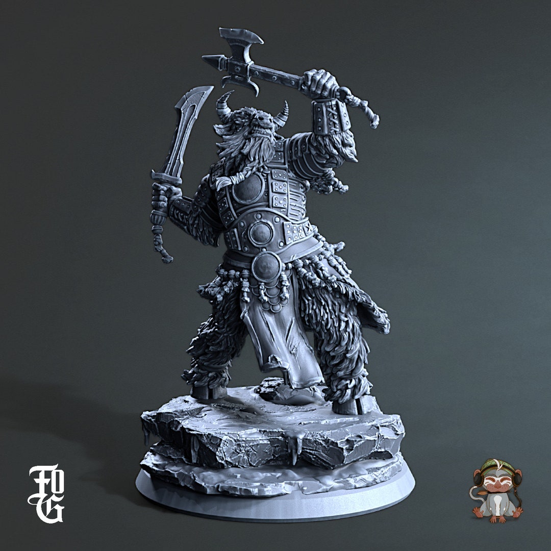 Yakfolk Warrior Dnd Miniature 3D Print for Painting, Dungeons and ...