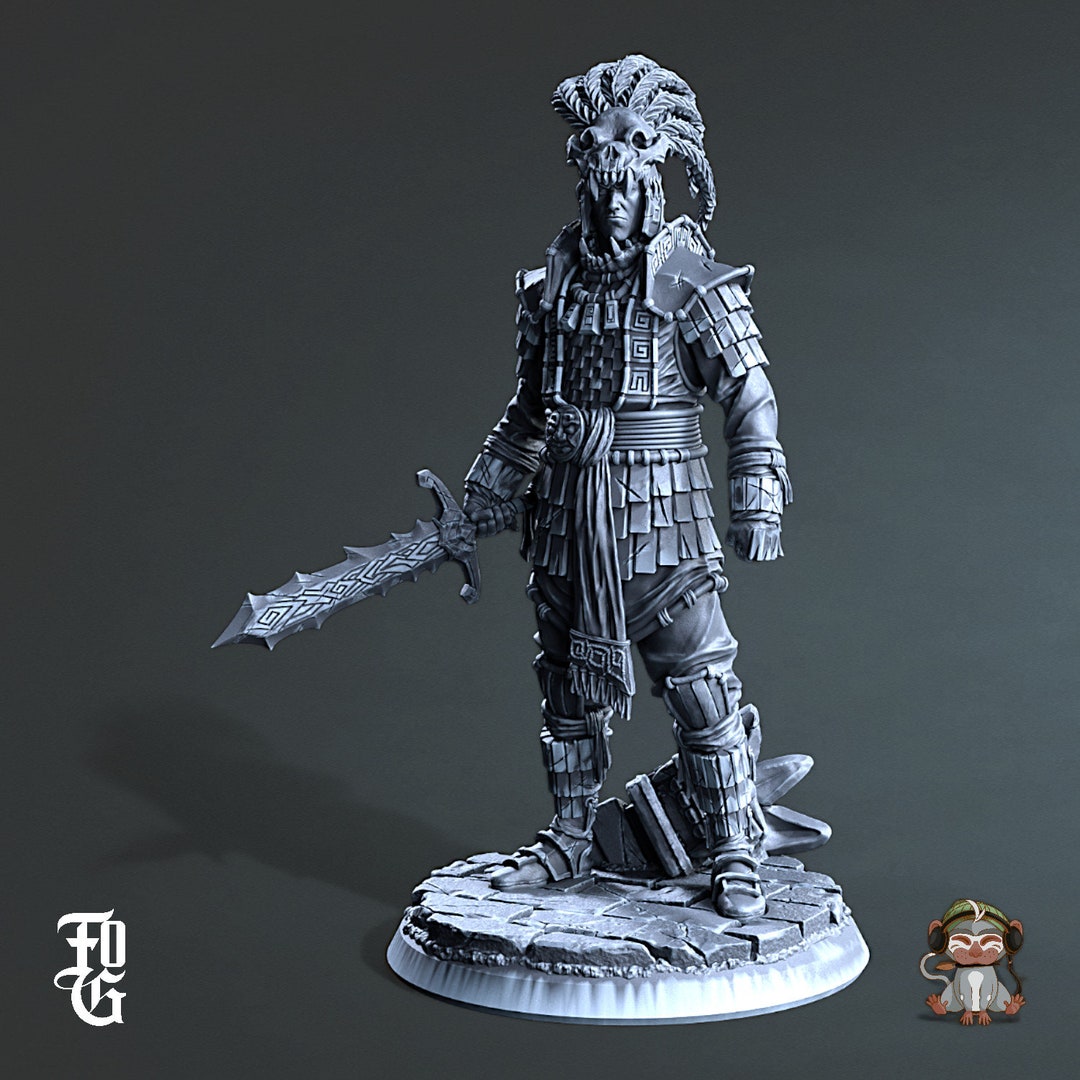 Male Tribal Fighters Dnd Miniature 3D Print for Painting, Dungeons and ...