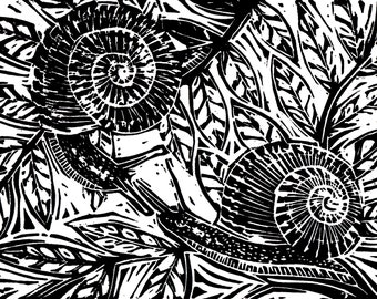 Snails Lino Print - Etsy