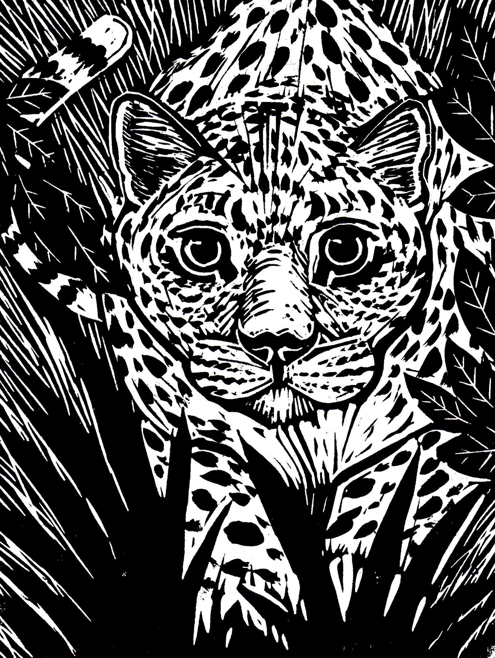 Leopard Lino Print in Black and White - Etsy