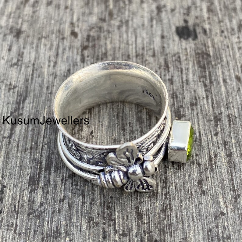 Honey Bee Spinner Ringperidot Ring925 Sterling Silver - Etsy