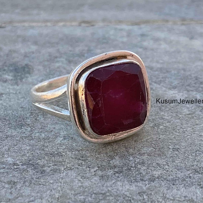 Raw Ruby Ring Silver Vintage - Etsy UK
