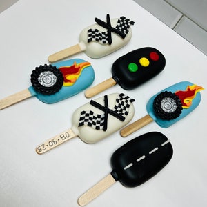 Race Car Themed Cakesicles- Hot Wheels Treat- Hot Wheels Cake Pops ...
