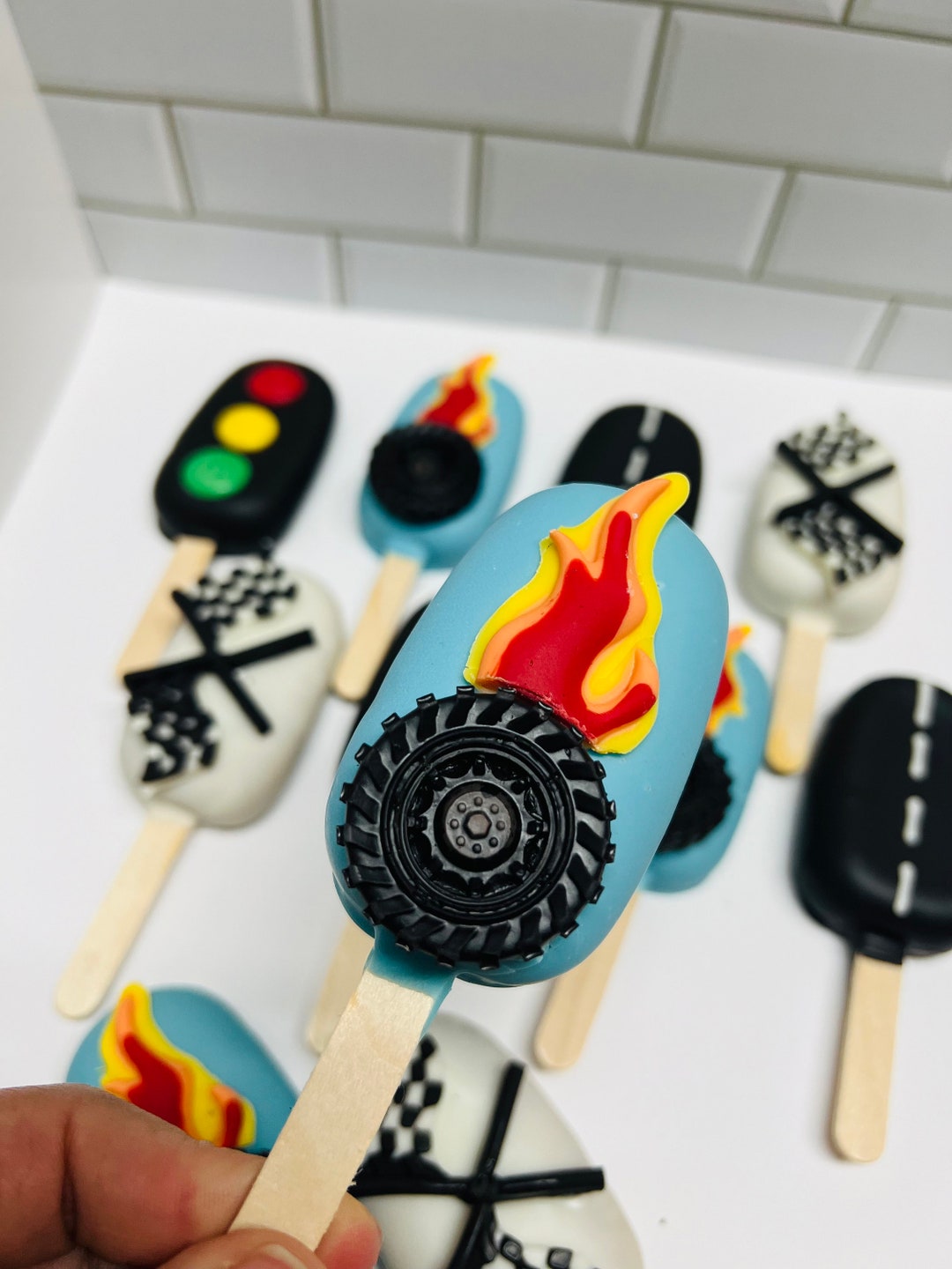Race Car Themed Cakesicles- Hot Wheels Treat- Hot Wheels Cake Pops ...