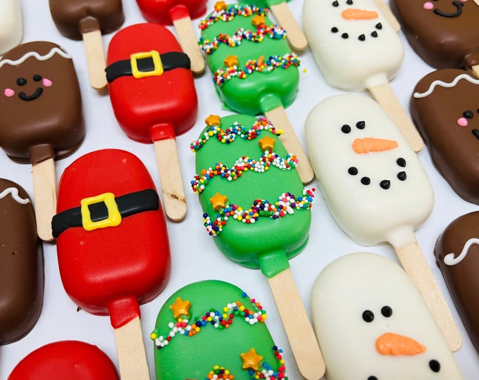 Christmas Themed Cakesicles- Christmas Treats- Christmas Cake Pops ...