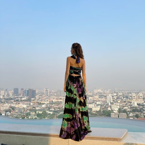 Infinity Maxi Dress, Tie Dye Bohemian Maxi Dress Halter Maxi Dress Open ...