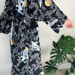 Bird Print Kimono Jacket, Boho Kimono Robe, Kimono Robe Free Bird ...