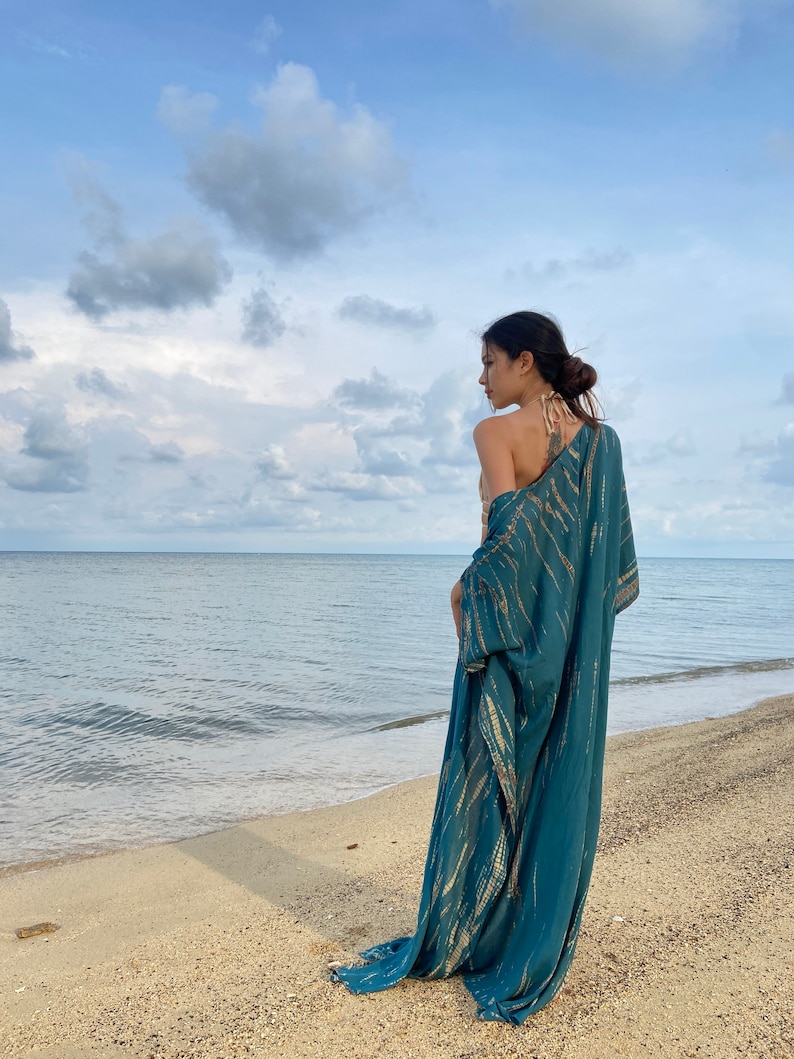 Tie Dye Kimono Robe Teal Kimono Oversized Kimono Robe Long - Etsy