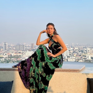Infinity Maxi Dress, Tie Dye Bohemian Maxi Dress Halter Maxi Dress Open ...