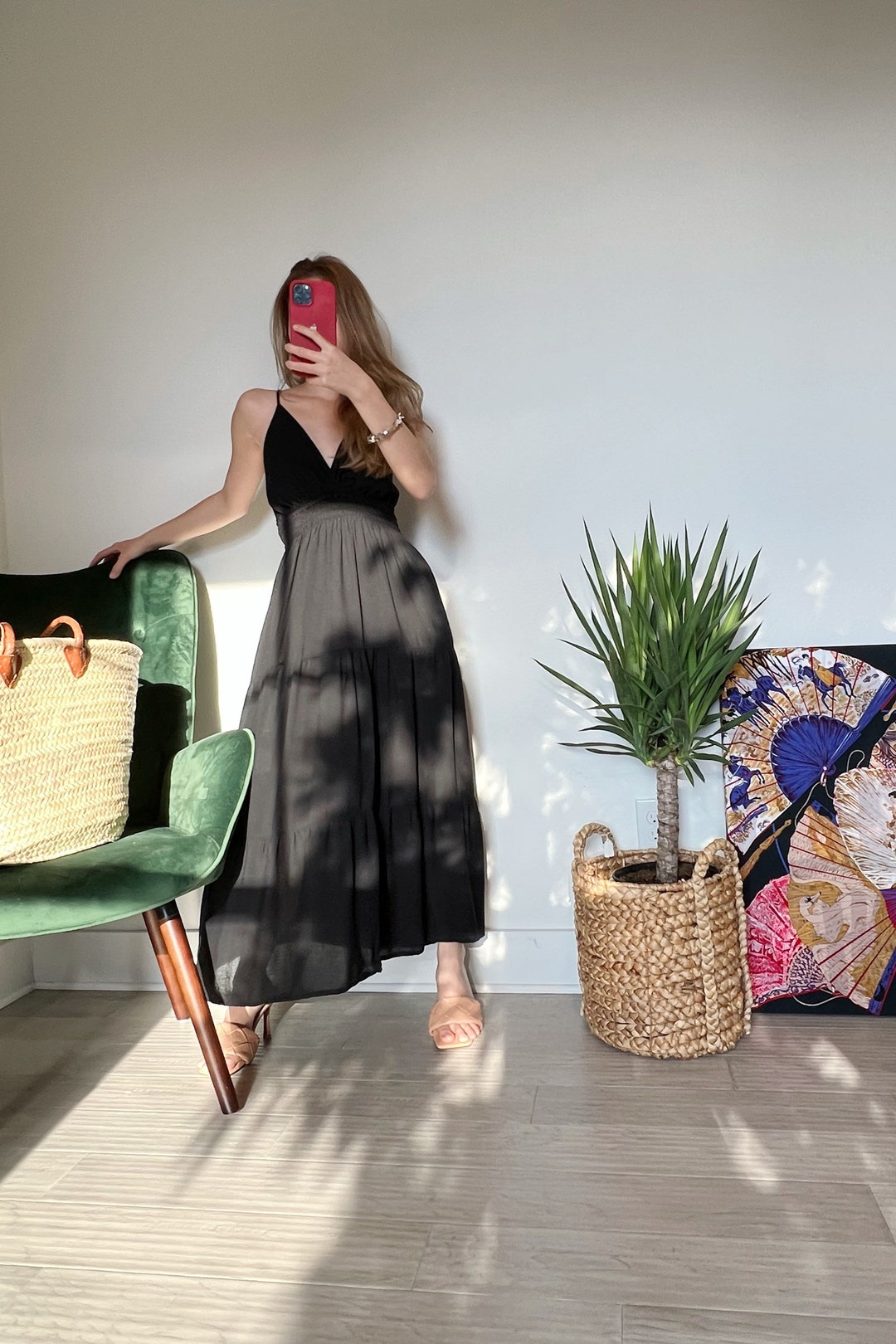 Boho Maxi Dress Smocked Maxi Dress Black Maxi Dress Beach - Etsy