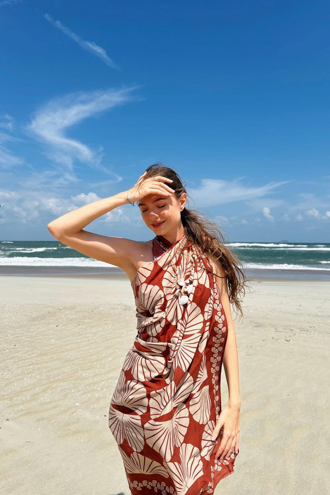 Cotton Seashell Sarong, Beach Outfits Gift for Her Boho Beach Wear ...