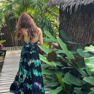 Infinity Maxi Dress, Tie Dye Bohemian Maxi Dress Halter Maxi Dress Open ...