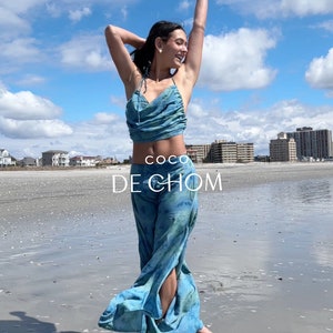Boho Beach Outfits, Blue Tie Dye Crop Top, Hippie Crop Top, Summer ...