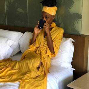 Tie Dye Yellow Kimono Robe, Boho Kimono, Tie-dye Long Kimono, Kimono ...