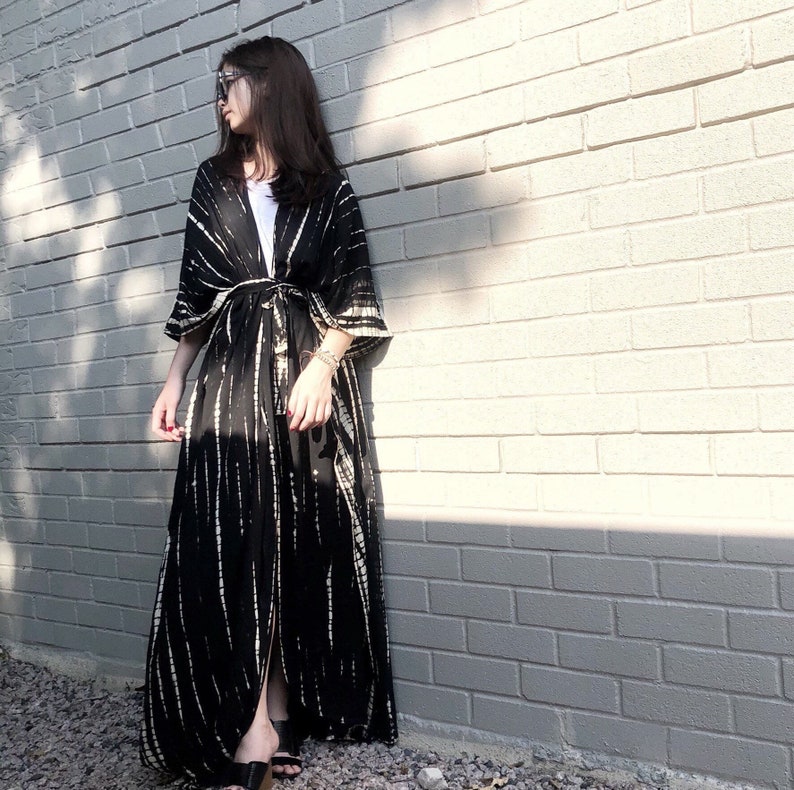 Long Black Simple Kimono Robe Coverups Preppy Long Robe Unisex - Etsy