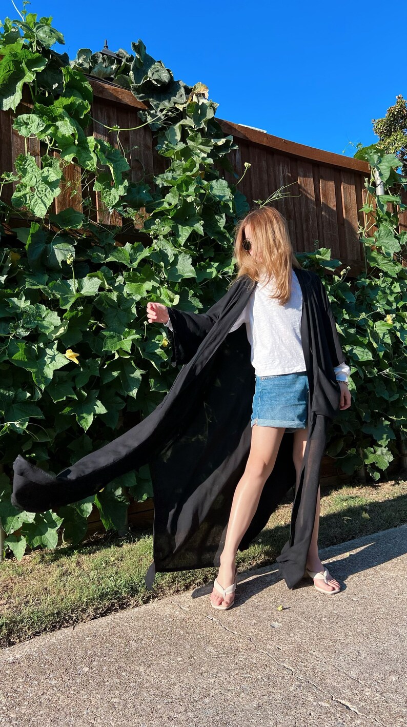 Black Oversized Kimono Hand Black Kimono Robe Long Unisex - Etsy