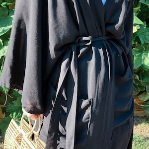 Black Oversized Kimono, Hand Black Kimono Robe, Long Unisex Robe, Black ...