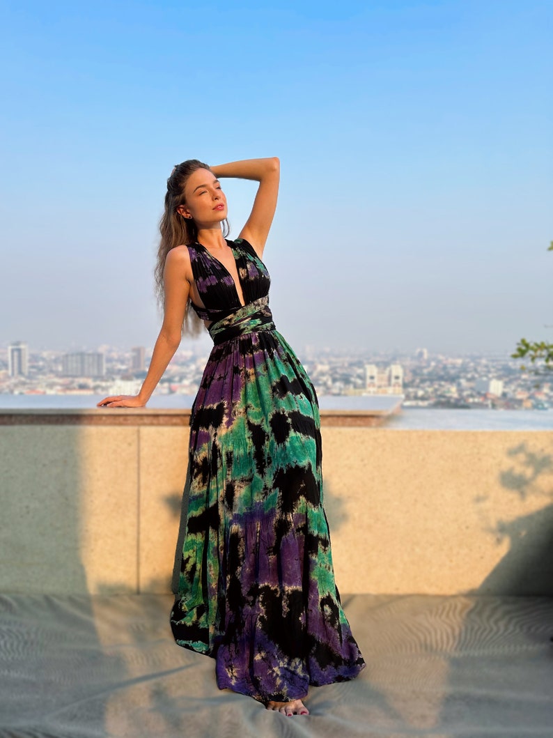 Infinity Maxi Dress, Tie Dye Bohemian Maxi Dress Halter Maxi Dress Open ...