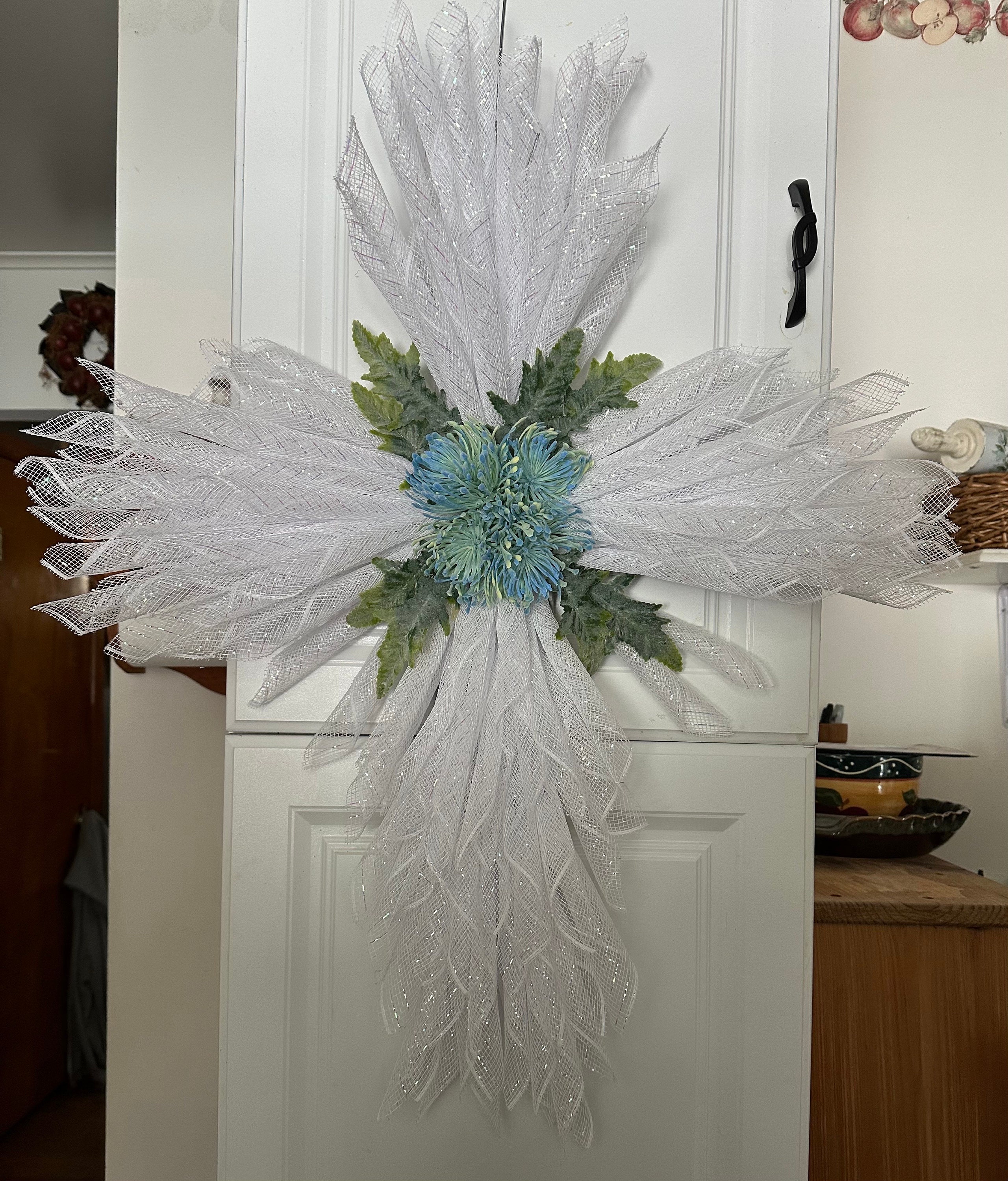 Beautiful Deco Mesh Memorial Cross Wreath - Etsy