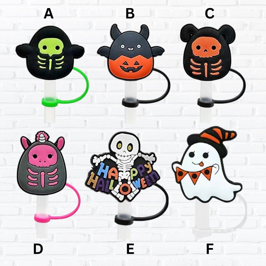 Reusable Silicon Straw Toppers, Halloween Straw Toppers, Ghostface ...