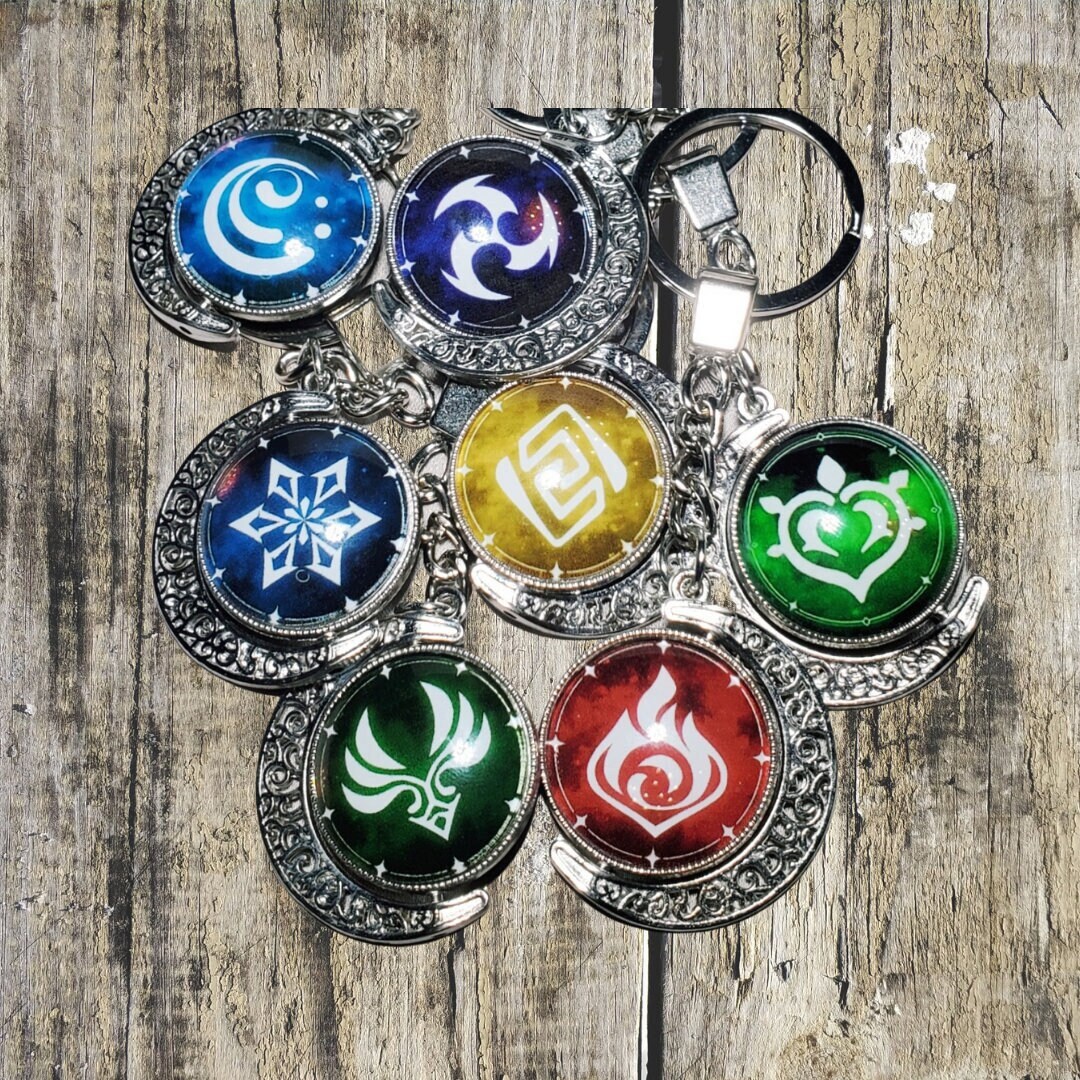 Genshin Impact Keychain, Genshin Cosplay Pyro,geo,dendro,anemo,hydro ...