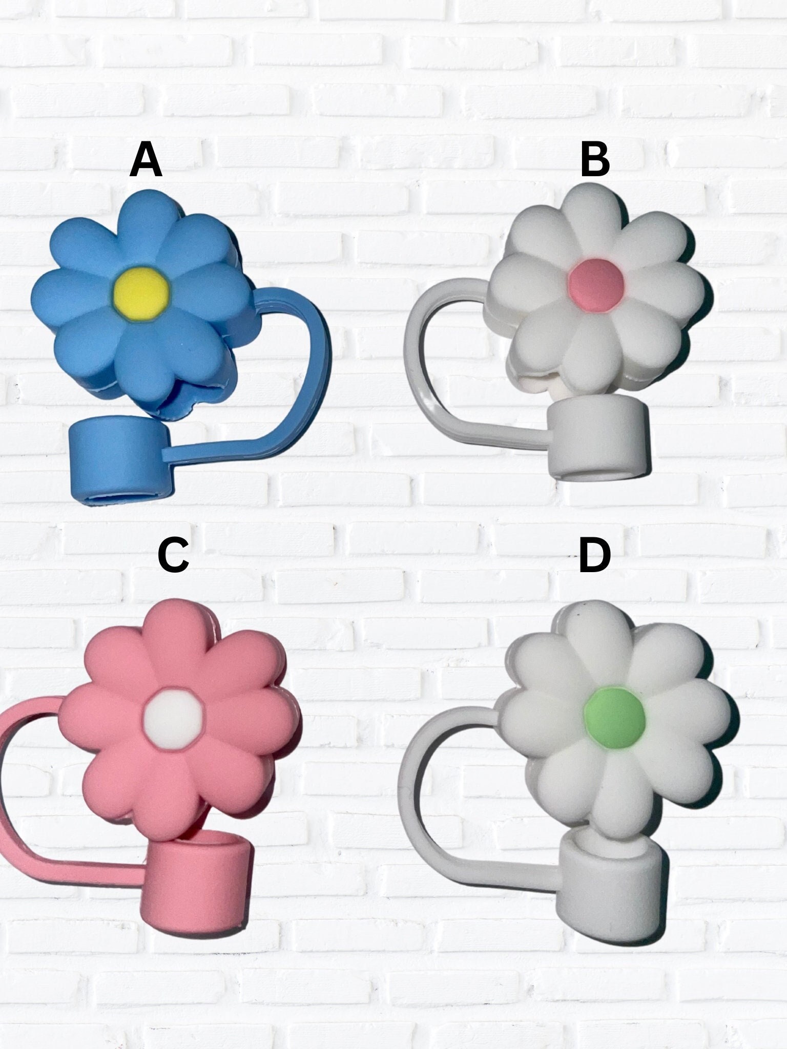 Daisy Flower Straw Toppers, Stanley Cup, Simple Modern Cup, Straw Cover ...