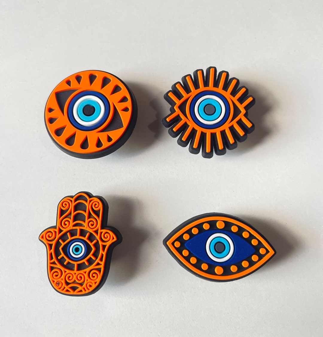 Evil Eye Croc Charm,evil Eye Talisman, Shoe Charms, Orange Croc Charms ...