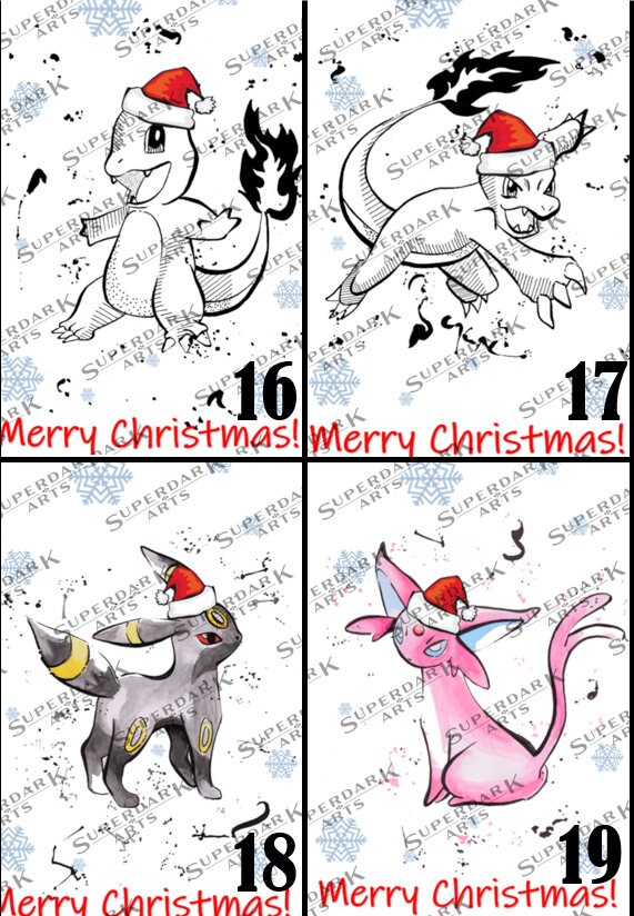 Pokémon Christmas Cards: Japanese Ink Style Pokémon Illustrations - Etsy UK