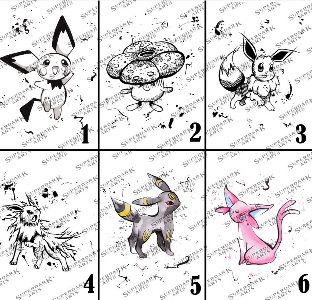 Pokémon Greetings Cards: Japanese Ink Style Pokémon - Etsy UK