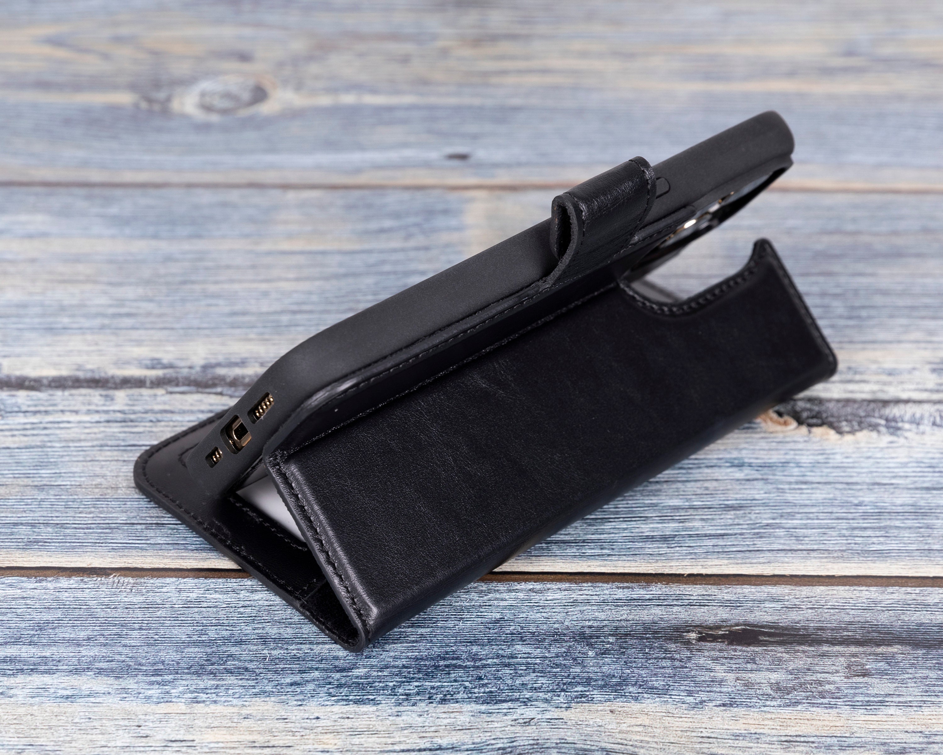 RFID Blocker iPhone 15 Pro Leather Card Holder, Apple iPhone 15 Pro Max ...