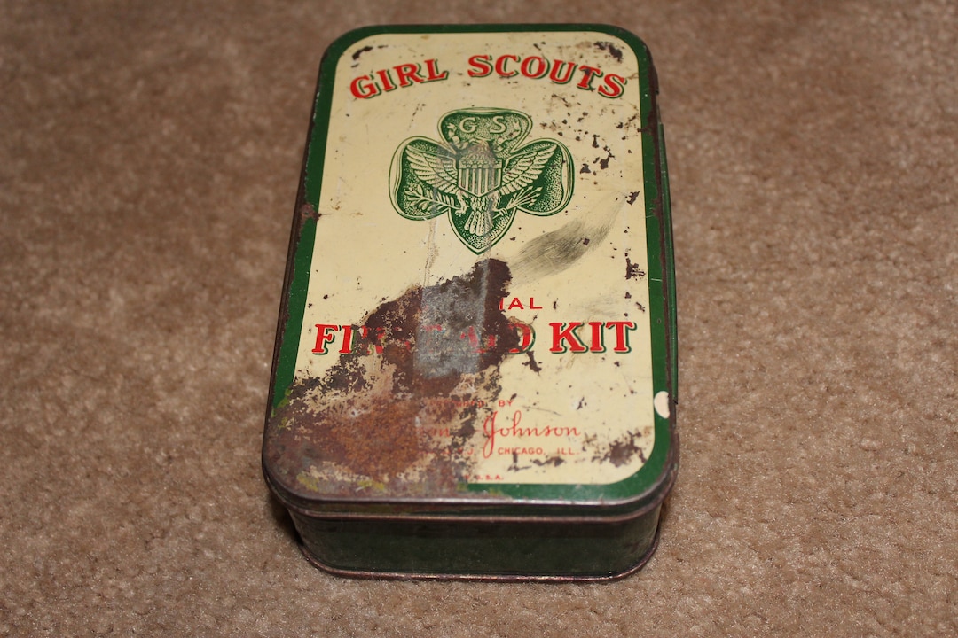 Vintage, Girl Scout, Official First Aid Kit, Johnson & Johnson, Metal ...