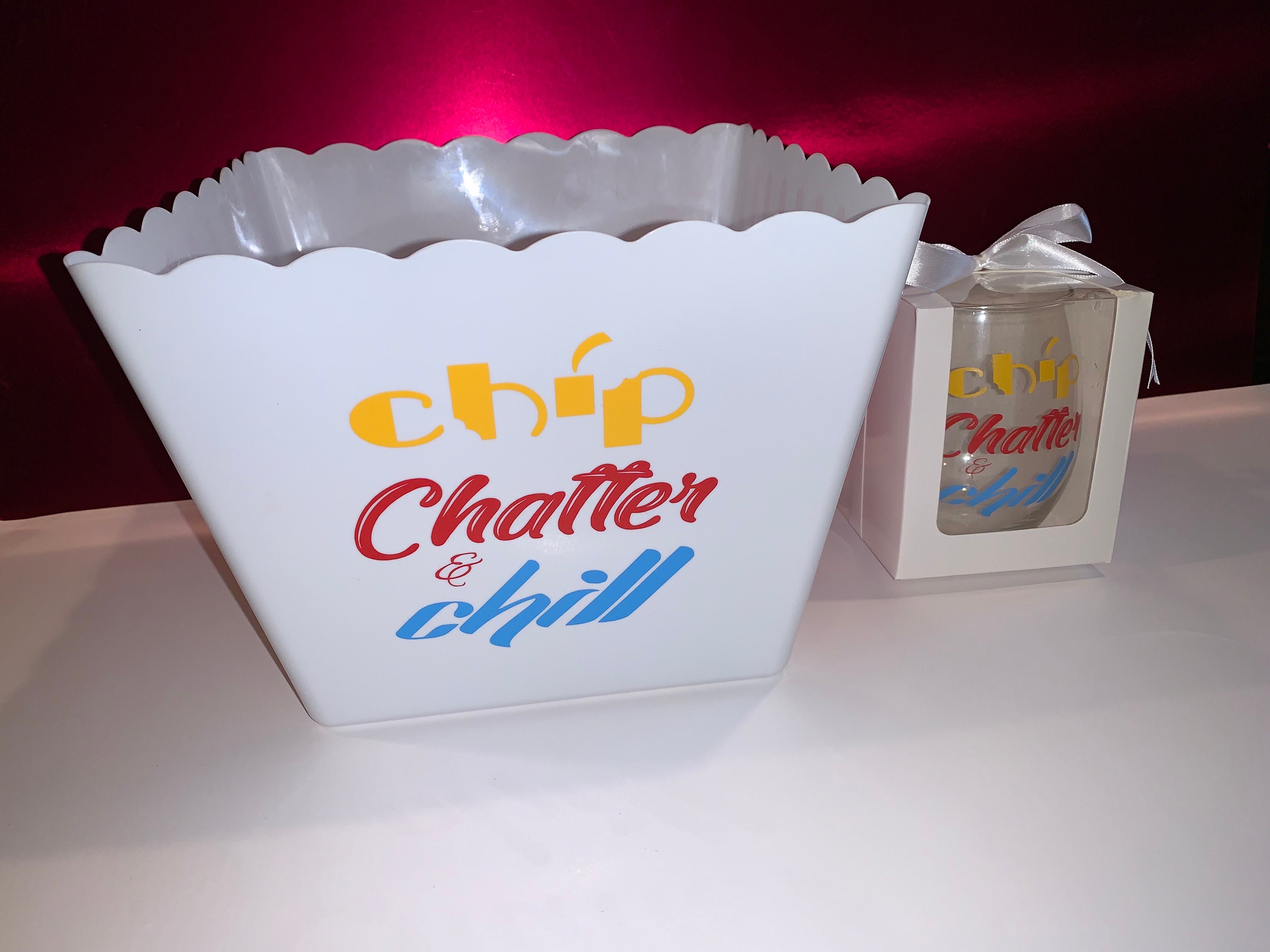 Chip Chatter & Chill Snack Buckets Popcorn Bucket Chip Bowl Party Bowl ...