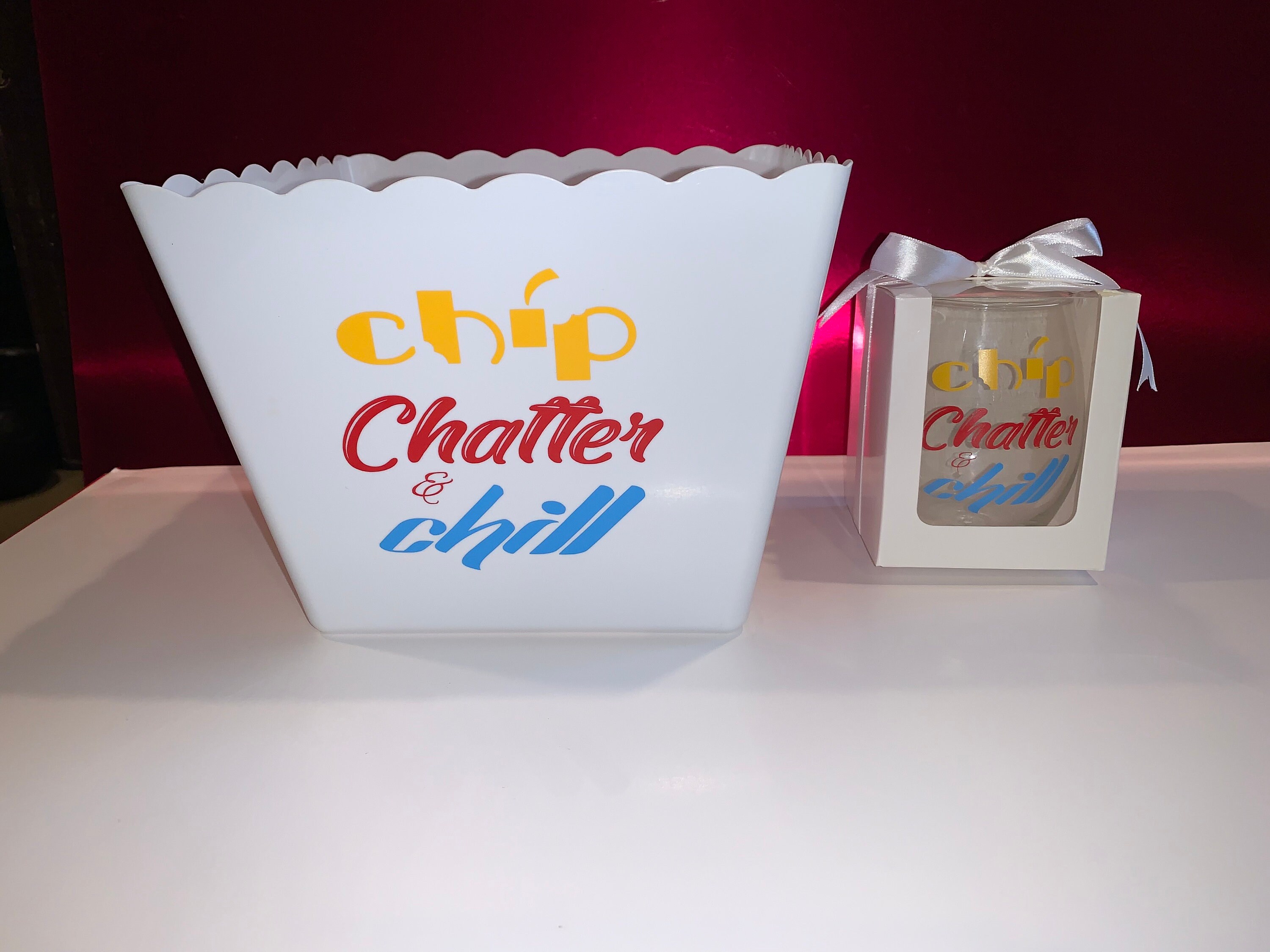 Chip Chatter & Chill Snack Buckets Popcorn Bucket Chip Bowl Party Bowl ...