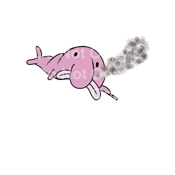 Hand Drawn Smoking Blob Fish Digital Download Instant | Etsy