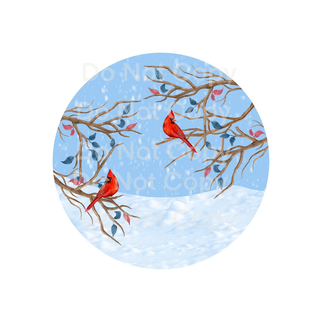 Cardinal Winter Scene Digital Download, Christmas Ornament PNG, Door ...