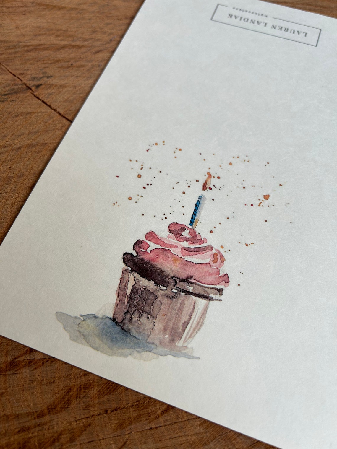 Watercolor Birthday Card, Cupcake Birthday Card, Blank Birthday Card ...