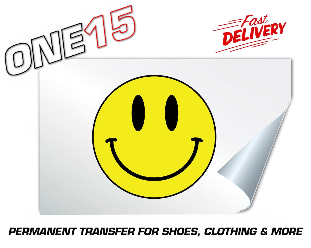 Smiley Face Full Color Heat Transfer for Leather, Fabric, Clothing, T ...