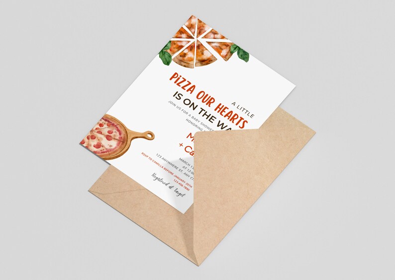 Minimal Pizza Themed Baby Shower Invitation - Etsy