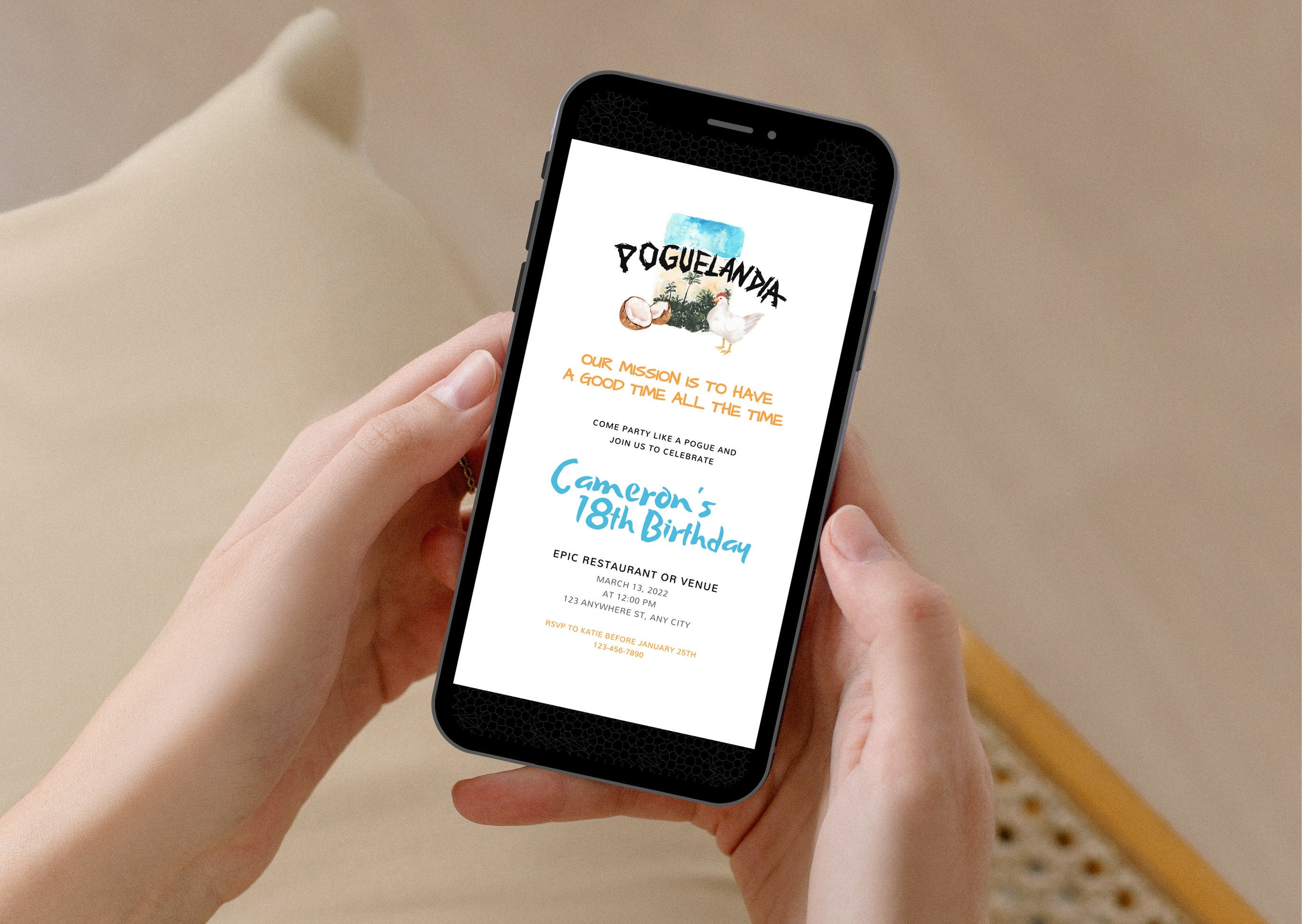 Minimal Outer Banks OBX Poguelandia Themed Birthday Invitation - Etsy