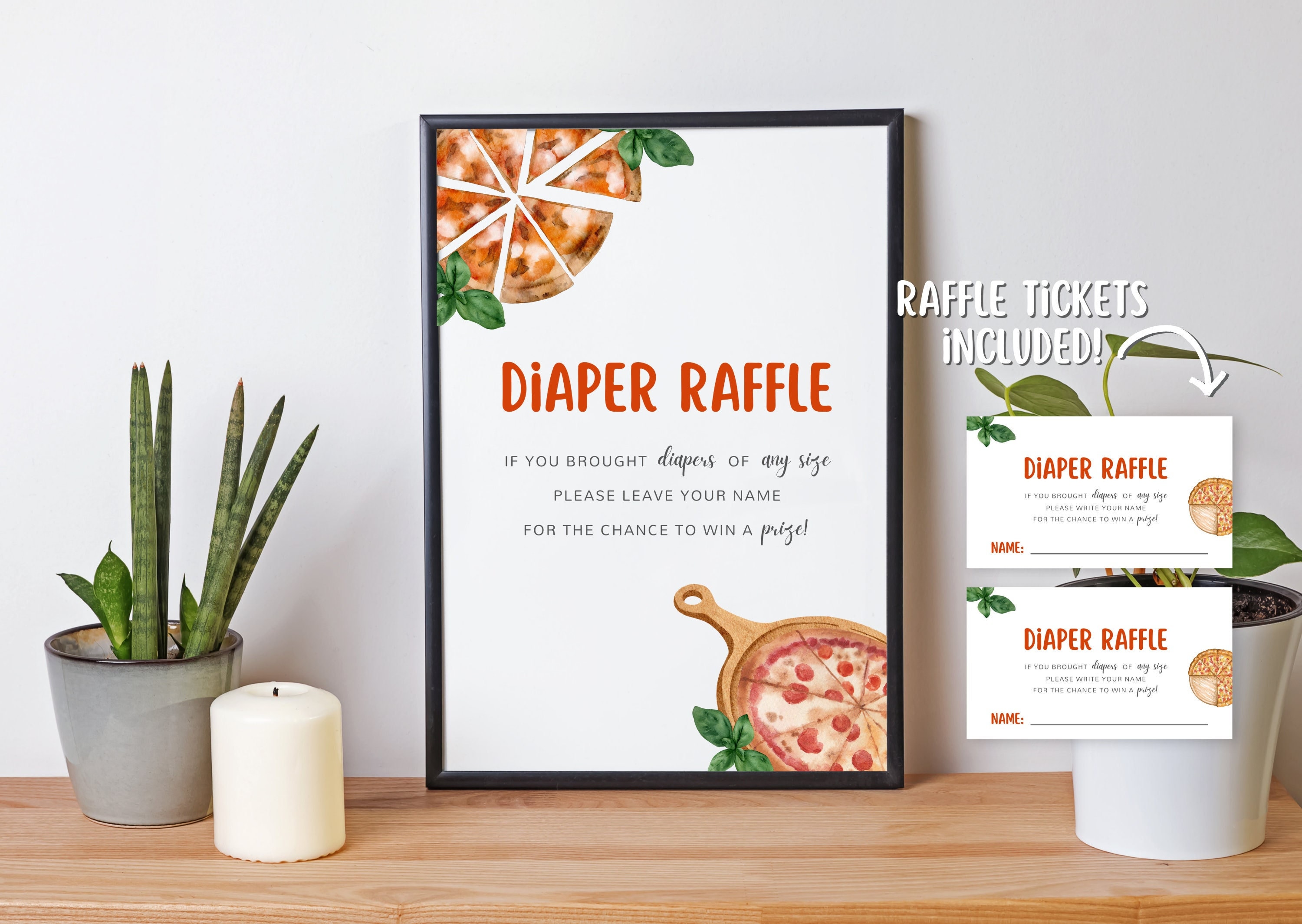 Minimalist Pizza Themed Baby Shower Diaper Raffle Sign and Tickets - Etsy
