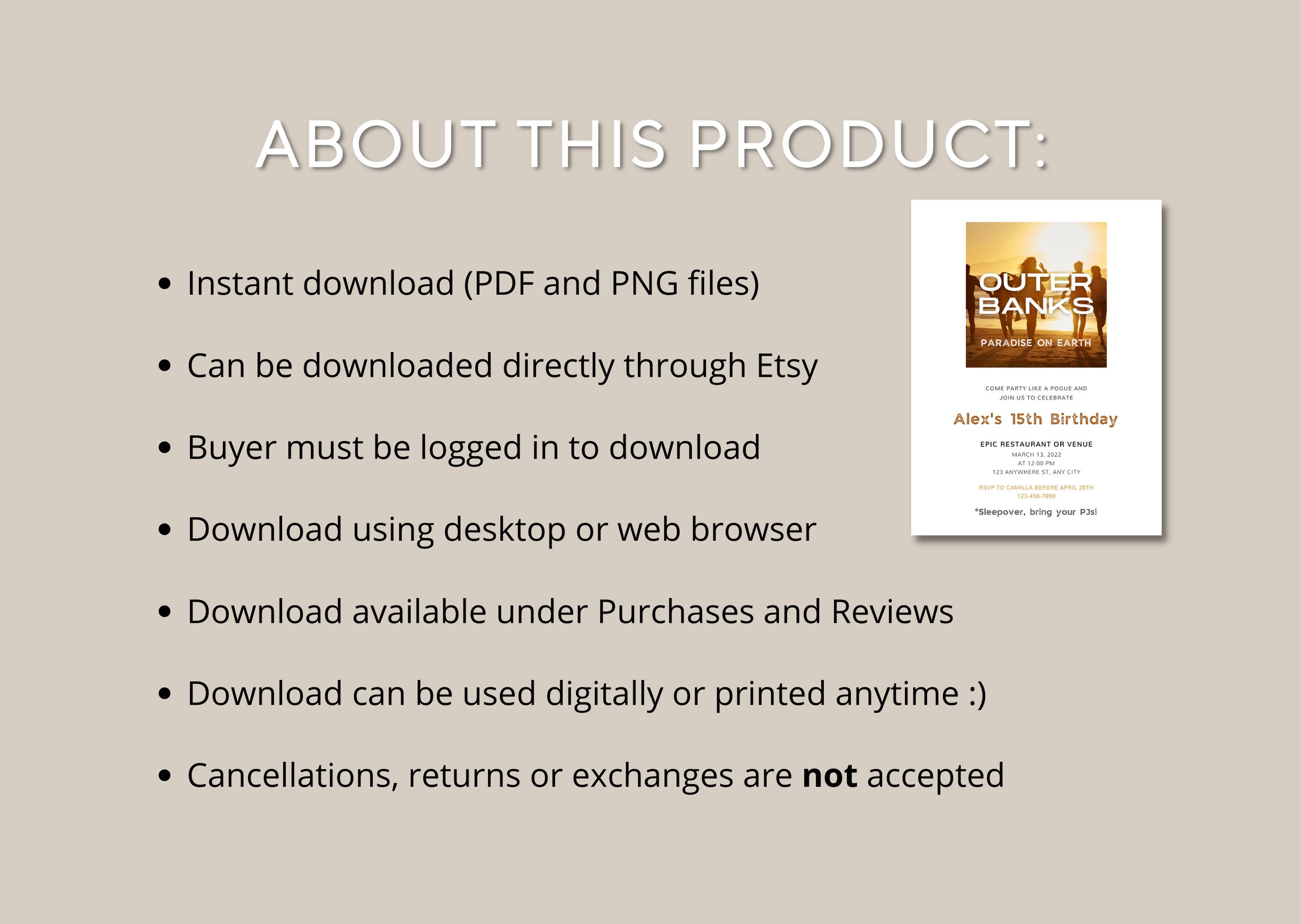 Outer Banks OBX Themed Birthday Invitation - Etsy