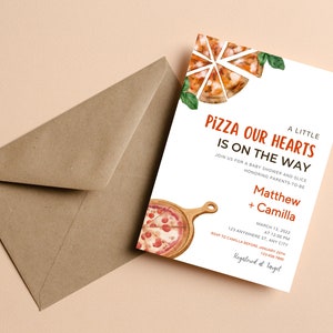 Minimal Pizza Themed Baby Shower Invitation - Etsy
