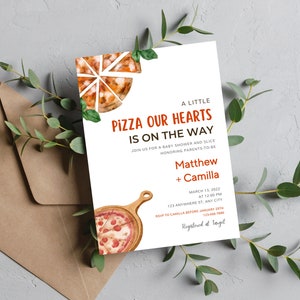 Minimal Pizza Themed Baby Shower Invitation - Etsy