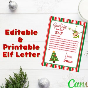Editable Elf Letter Template | Canva Template | Letter From the Elf ...